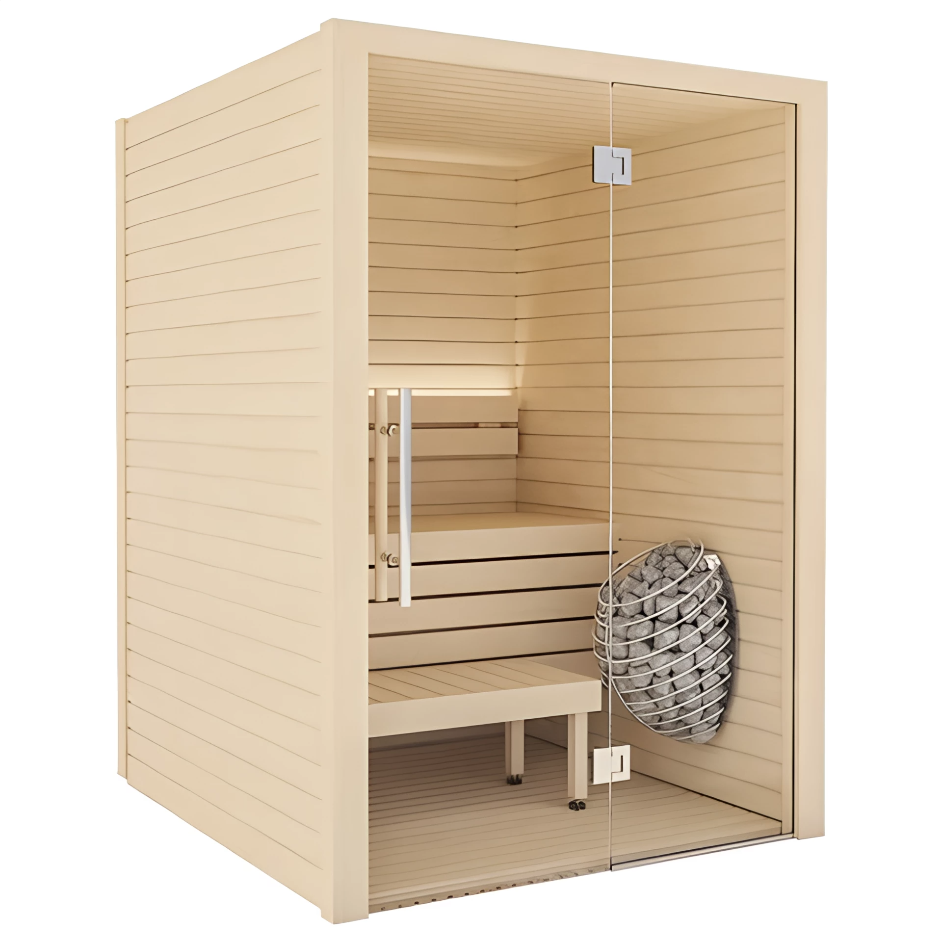 4 Person Indoor Sauna- Auroom Cala Glass Compact Home Sauna Experience